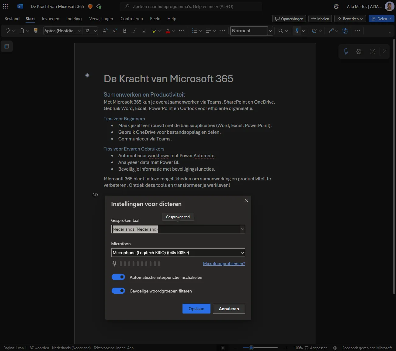 Documenten Dicteren In Microsoft Word Zo Werkt Het Alta Ict